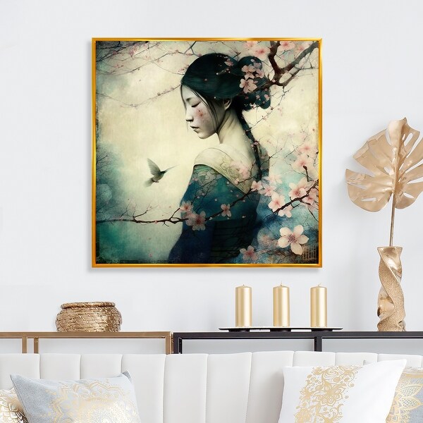 Designart "Asian Art Sumi Bird Serenity XIV" Asian Art Framed Wall Art Living Room - Bed Bath ...